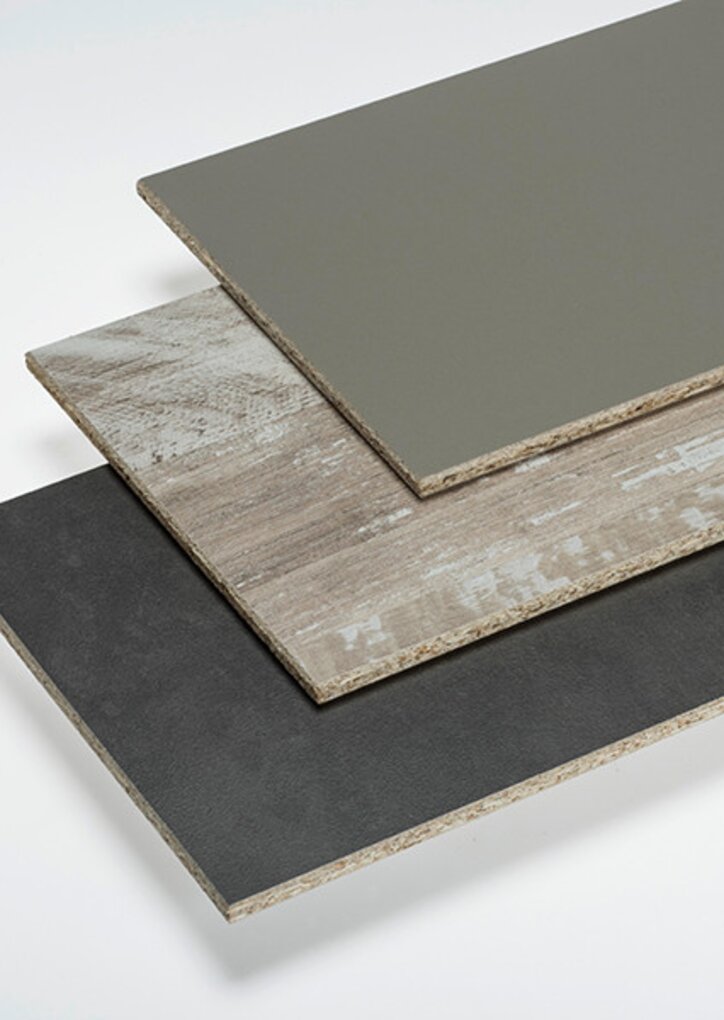 Furniture construction with HPL and chipboard panels|